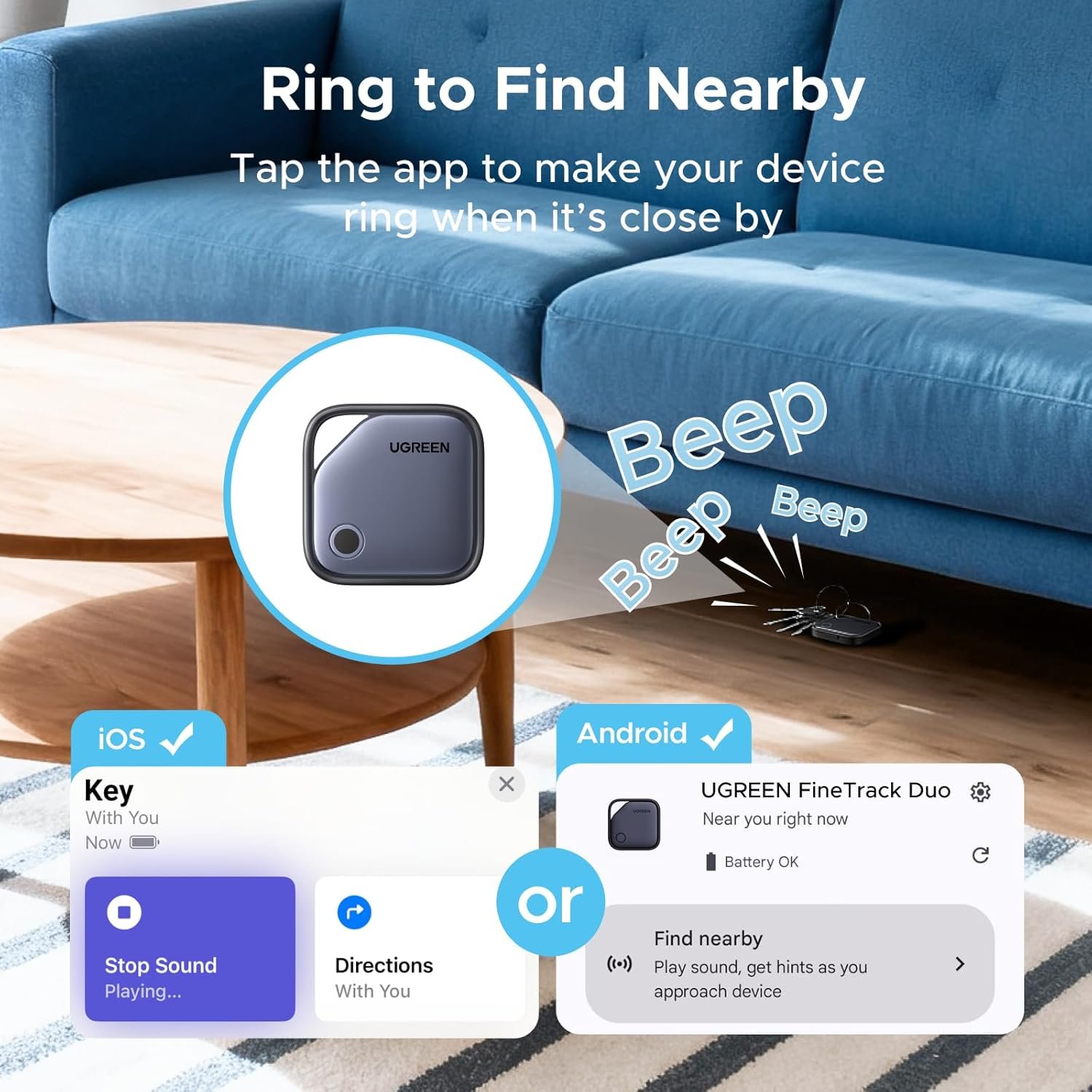 UGREEN FineTrack Duo Finder - iOS/Android, USB-C - Niuxtech